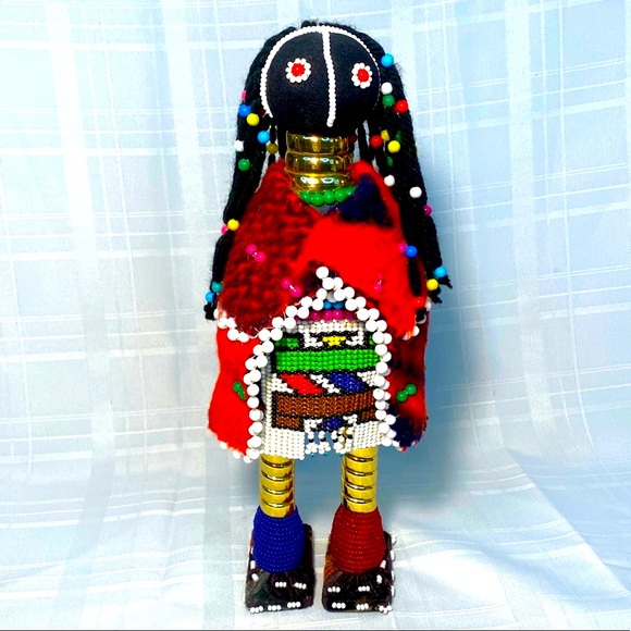 Accents | African Ndebele Beaded Doll Linga Koba Zulu Folk Art Tribal ...